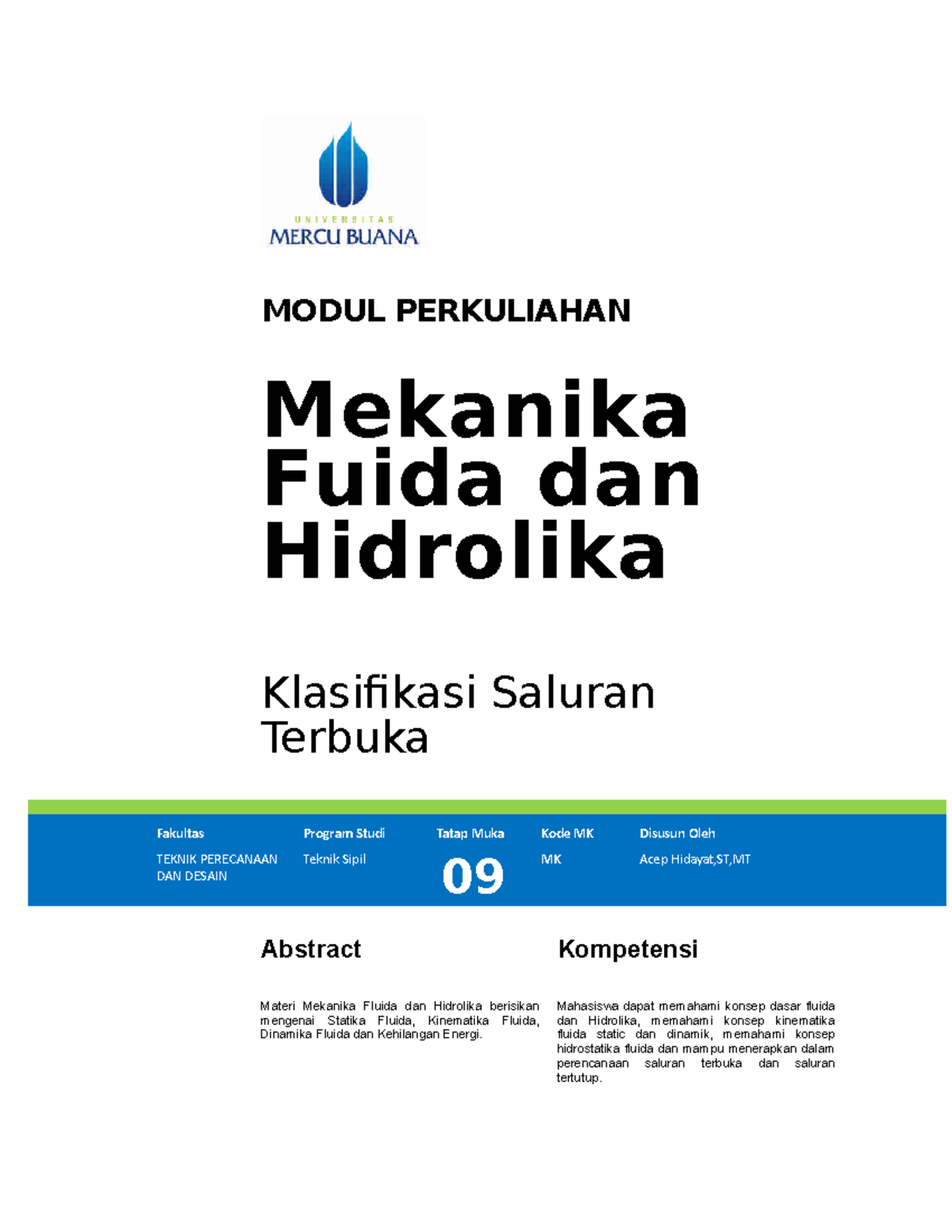 Modul Mekanika Fluida dan Hidrolika [TM10] - MODUL PERKULIAHAN Mekanika Fuida dan Hidrolika ...