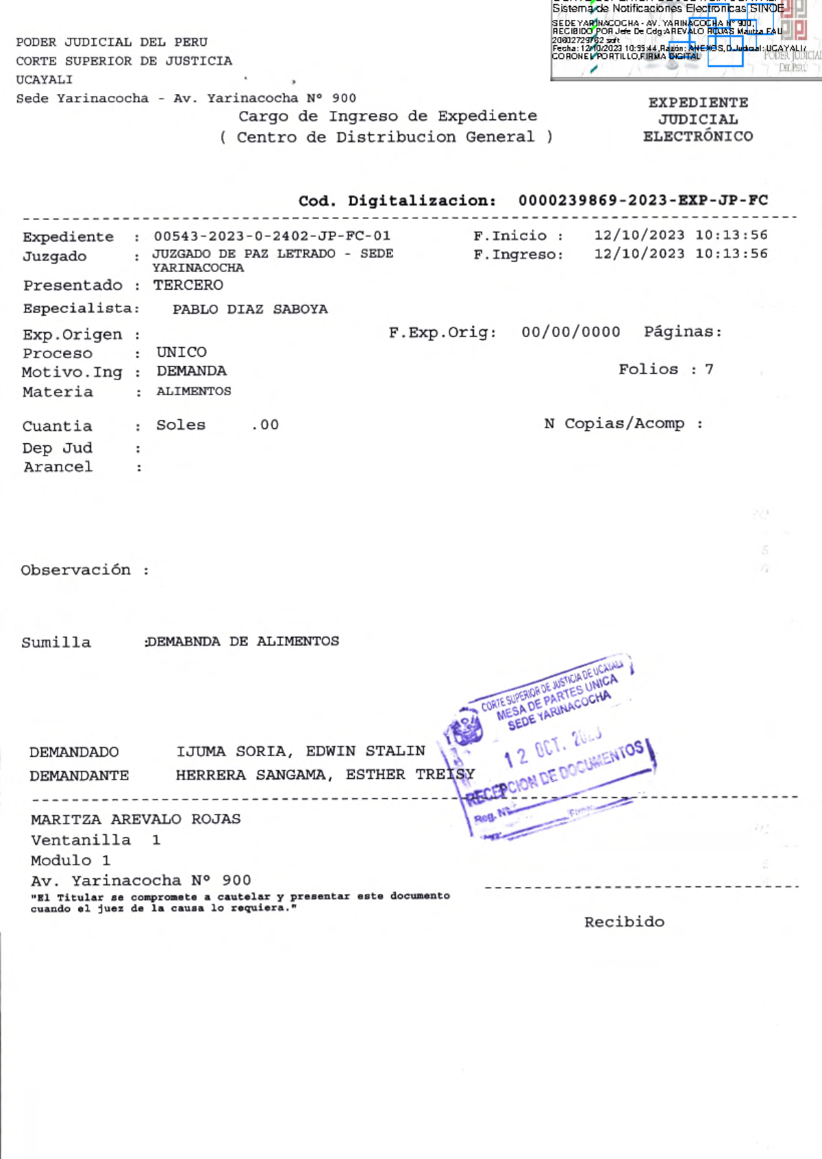 543-23 - GYGT - PODER JUDICIAL DEL PERU CORTE SUPERIOR DE JUSTICIA ...