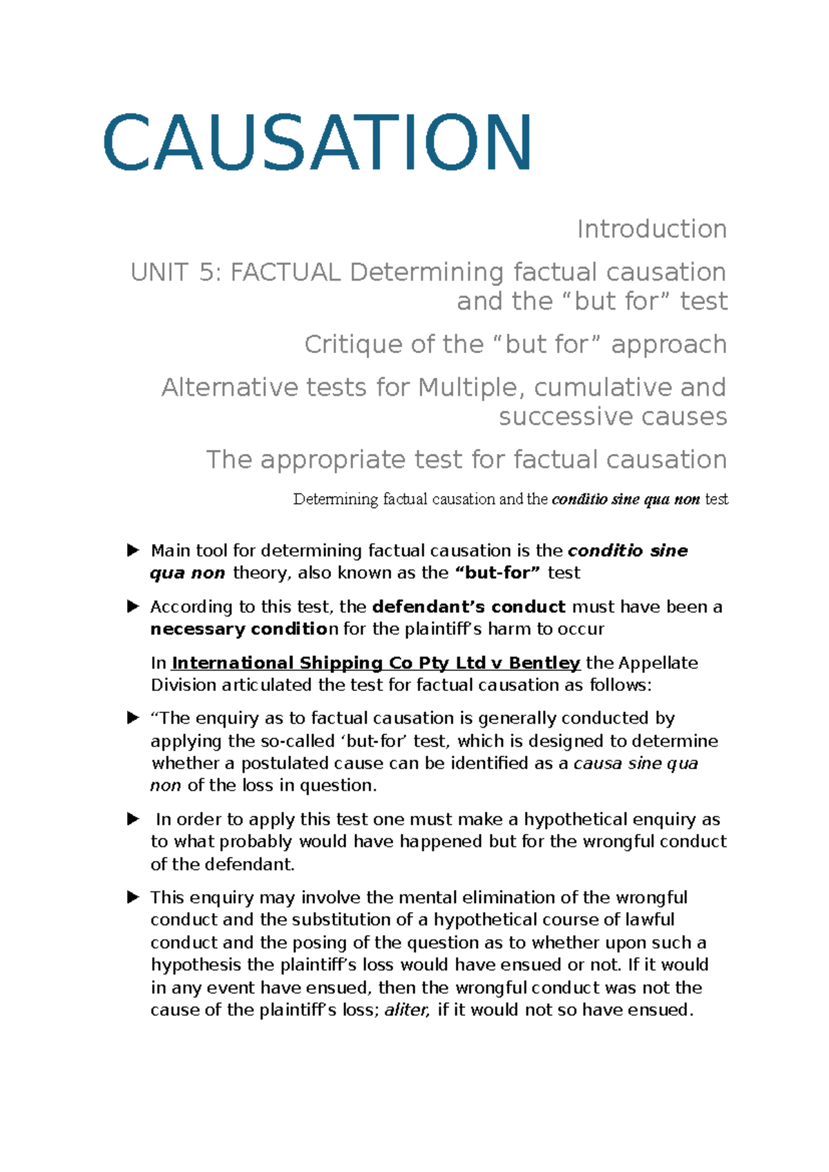 Causation - i want to prepare for exams - CAUSATION Introduction UNIT 5 ...