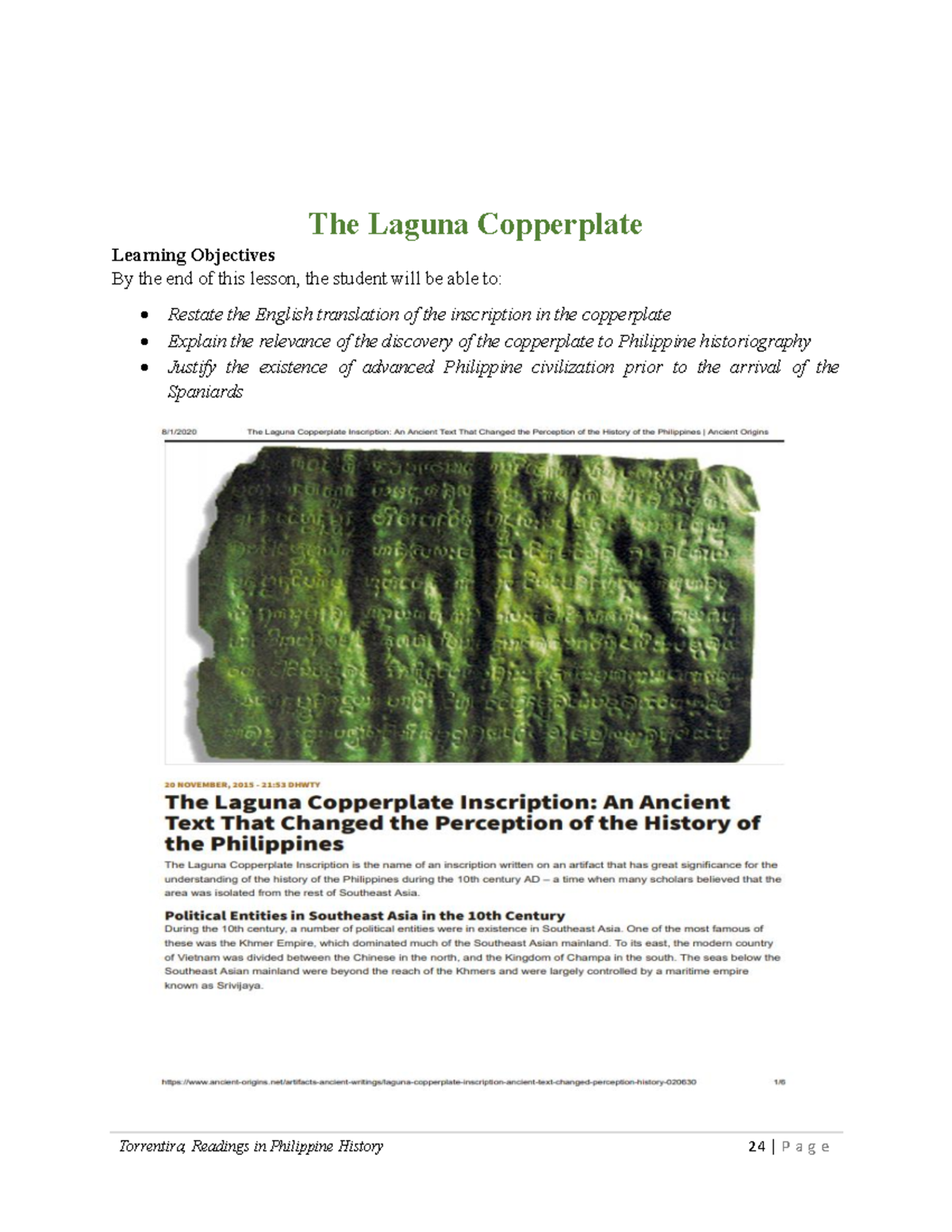 Module 2.2 - Laguna Copperplate - Philippine History - Lesson 4: Week 5 ...