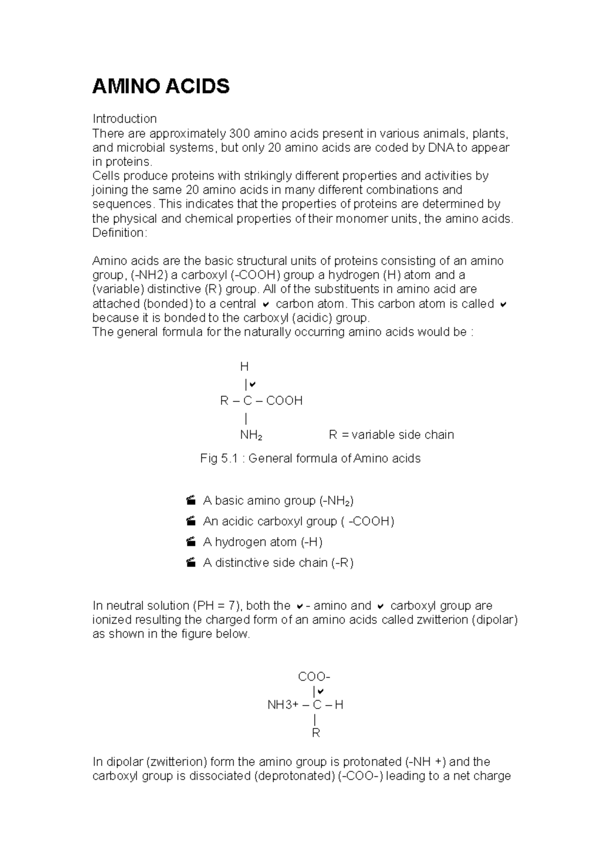 Amino Acids - AMINO ACIDS Introduction There are approximately 300 ...