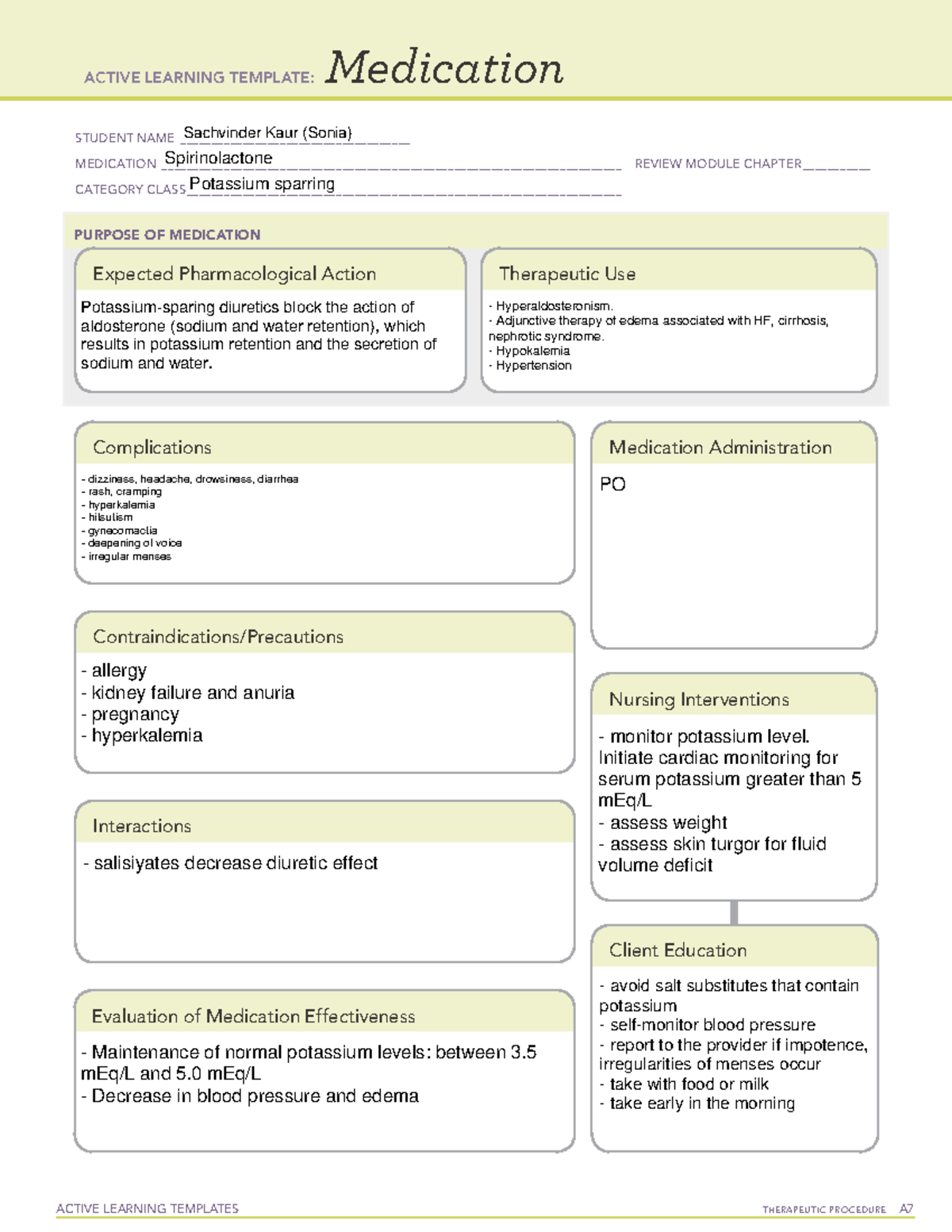 Spirinolactone - medication - ACTIVE LEARNING TEMPLATES THERAPEUTIC ...