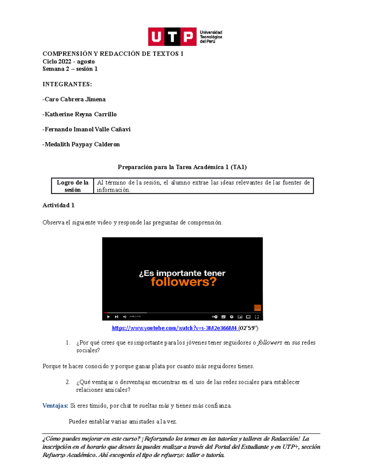 S02.s1-Preparación para la TA1 (material) 2022 agosto (1) - COMPRENSIÓN Y REDACCIÓN DE TEXTOS I ...