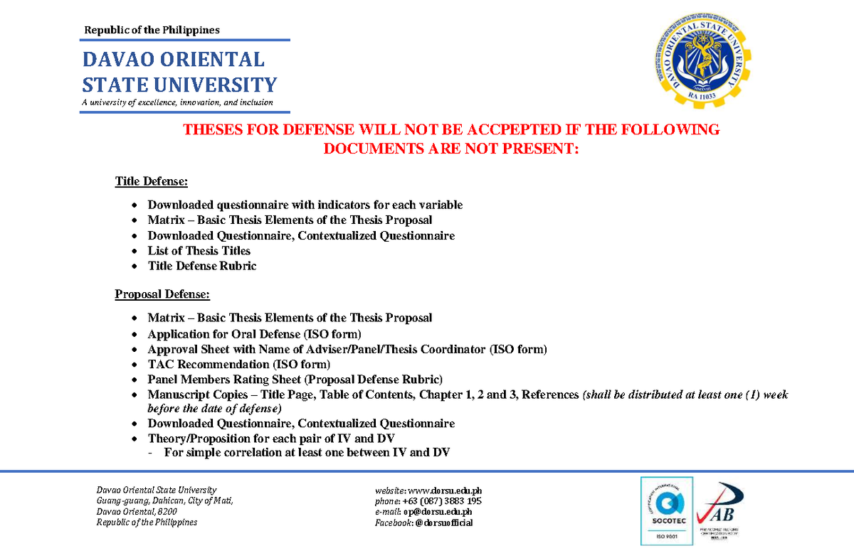 Thesis-FLOW- Checklist-FOR- Research- Defense - DAVAO ORIENTAL STATE ...