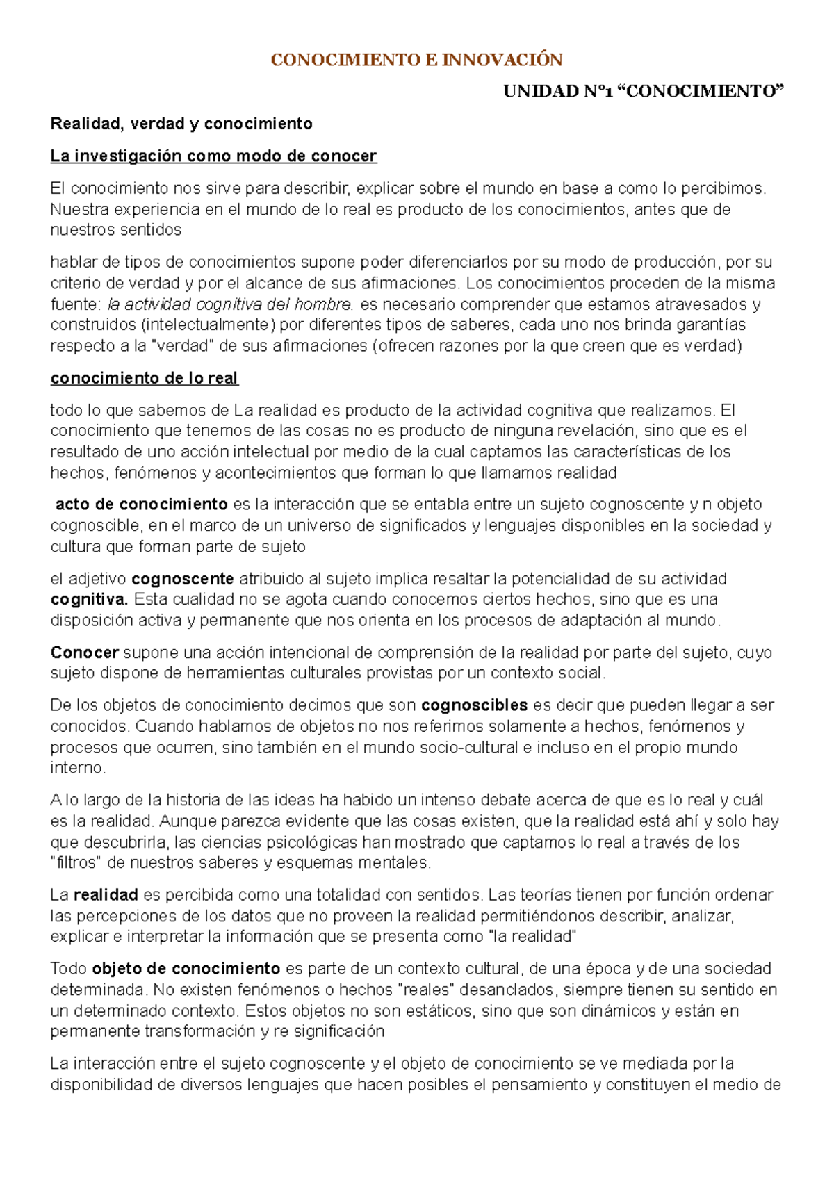 Unicad 1, 2 y 3 con. e innovacion - CONOCIMIENTO E INNOVACIÓN UNIDAD N ...