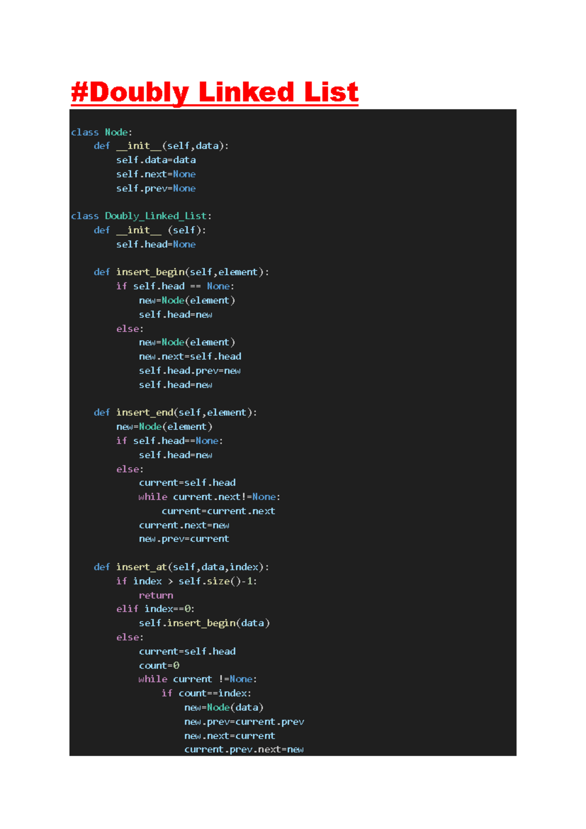 Doubly Linked List Doubly Linked List Class Node Def Initselfdata Selfdata Selfnone 0785
