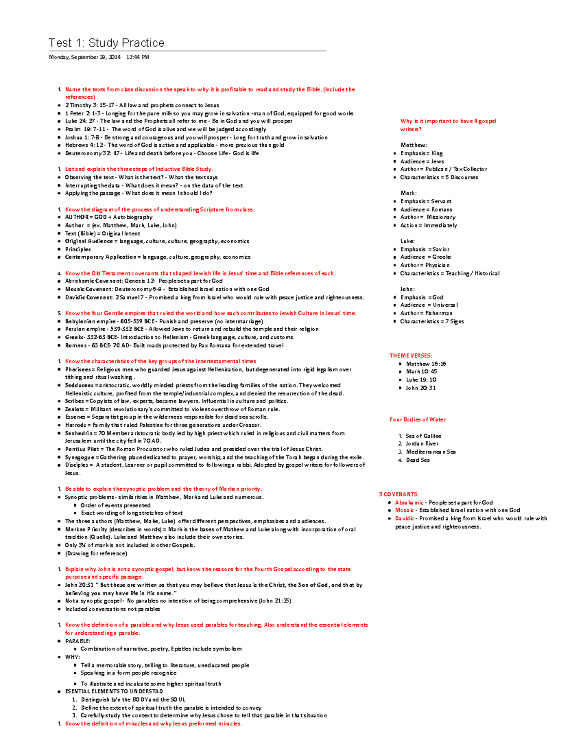 ECL Study Guide 1 - Prof. Kotter - Name the texts from class discussion ...