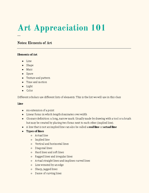 Art Appreciation Unit 1 Lecture 3 notes - Art Appreciation ___ Notes ...