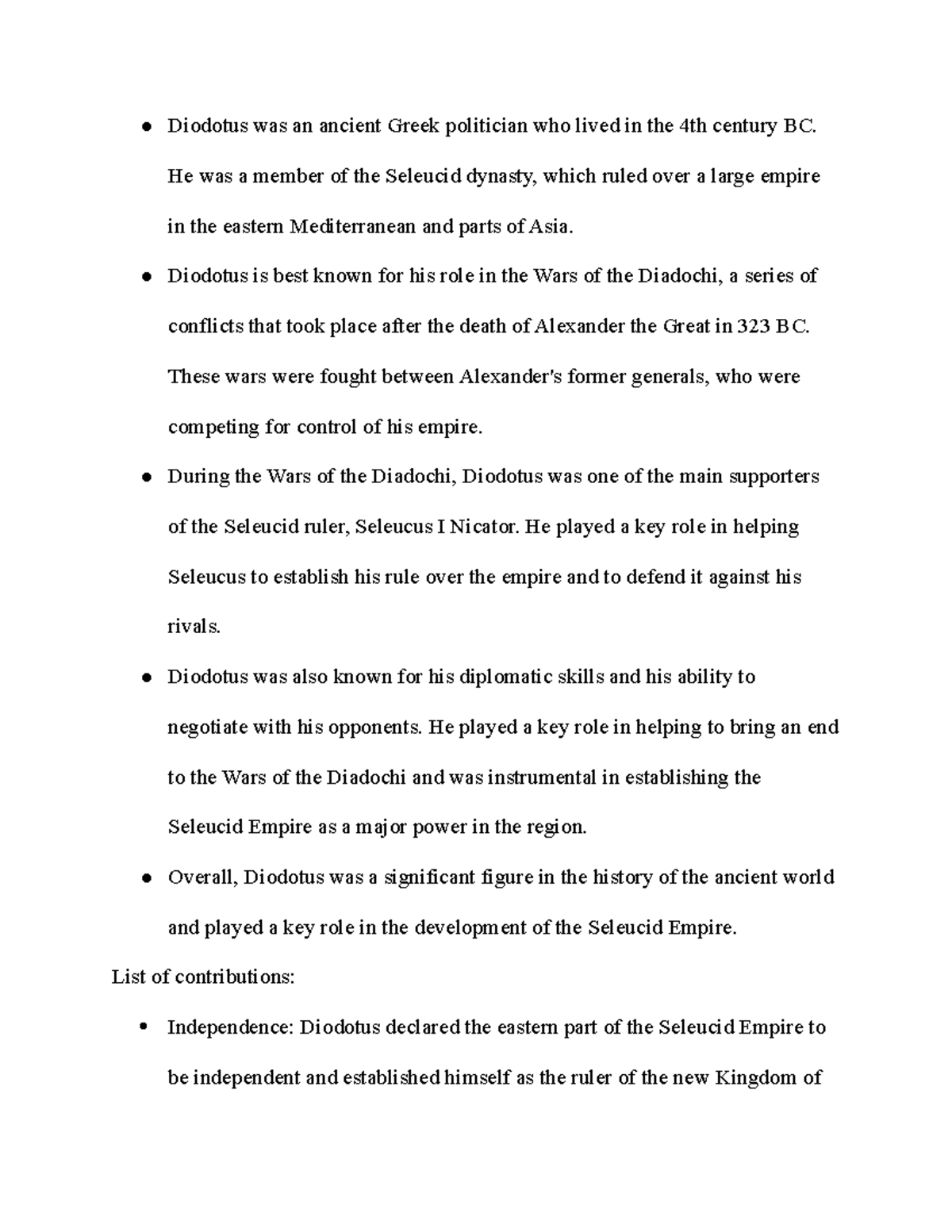 Diodotus - He was a member of the Seleucid dynasty, which ruled over a ...