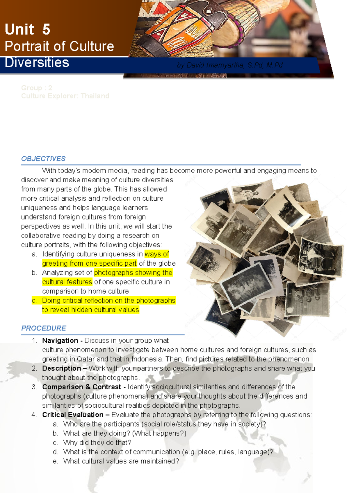 Reading Portrait of Culture Encounter - Group : 2 Culture Explorer ...