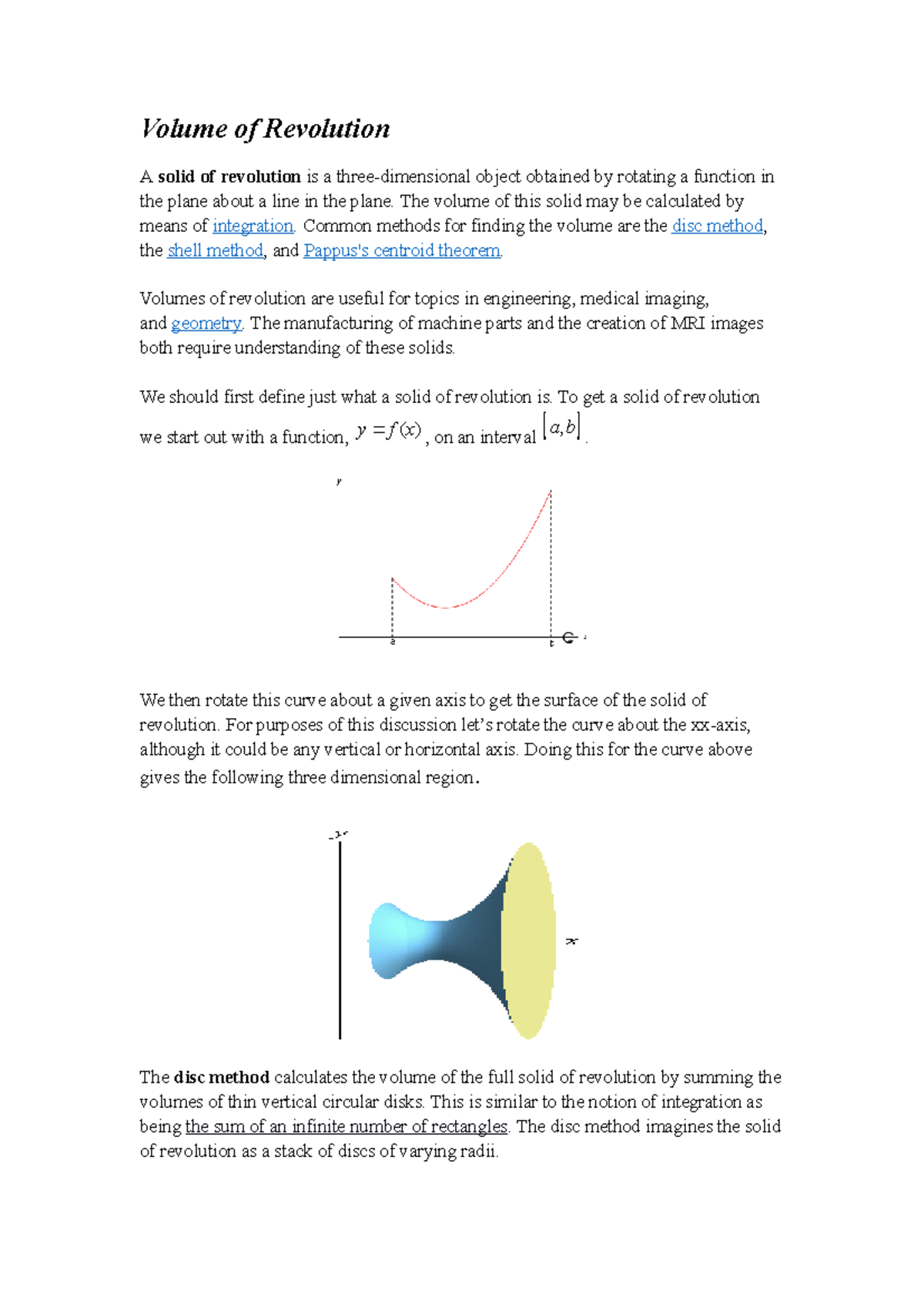 Volume of Revolution - This consist of notes and practice questions ...