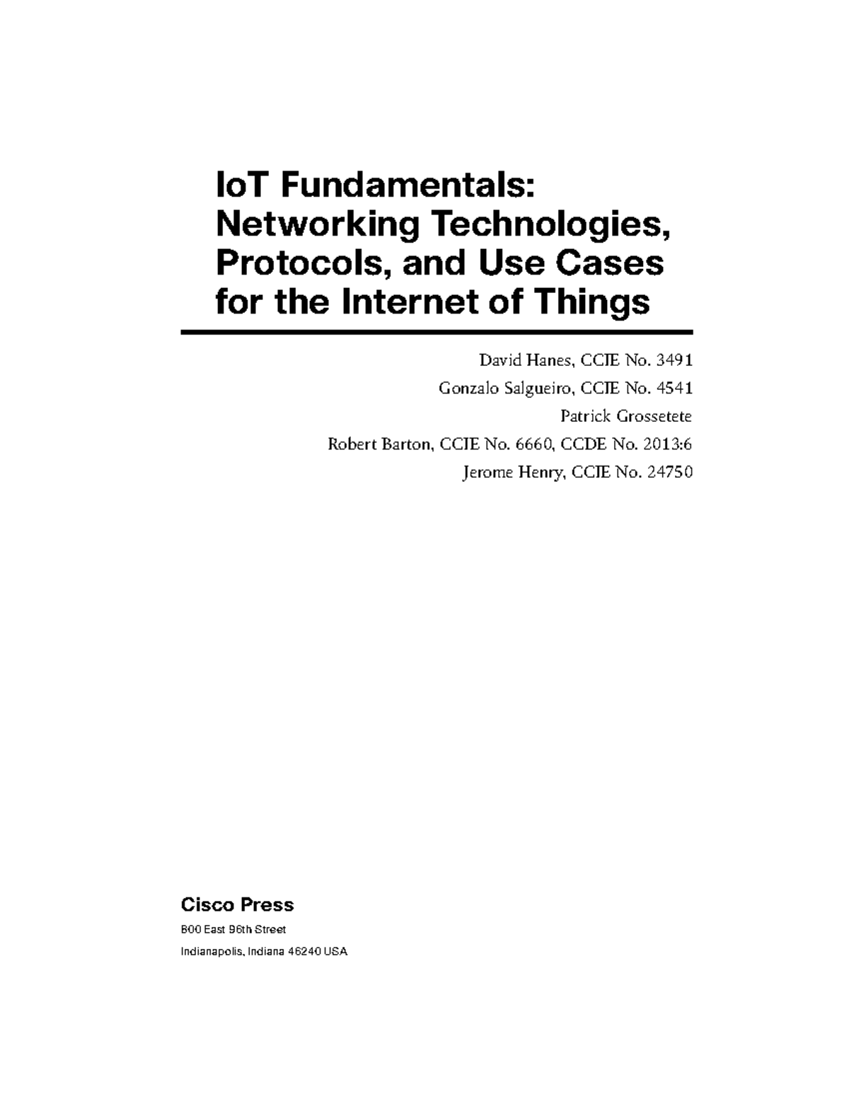 IOT BOOK FOR REFERENCE - IoT Fundamentals: Networking Technologies ...