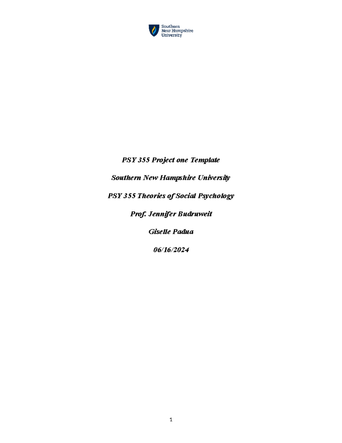 PSY 355 Project One Template - PSY 355 Project one Template Southern ...