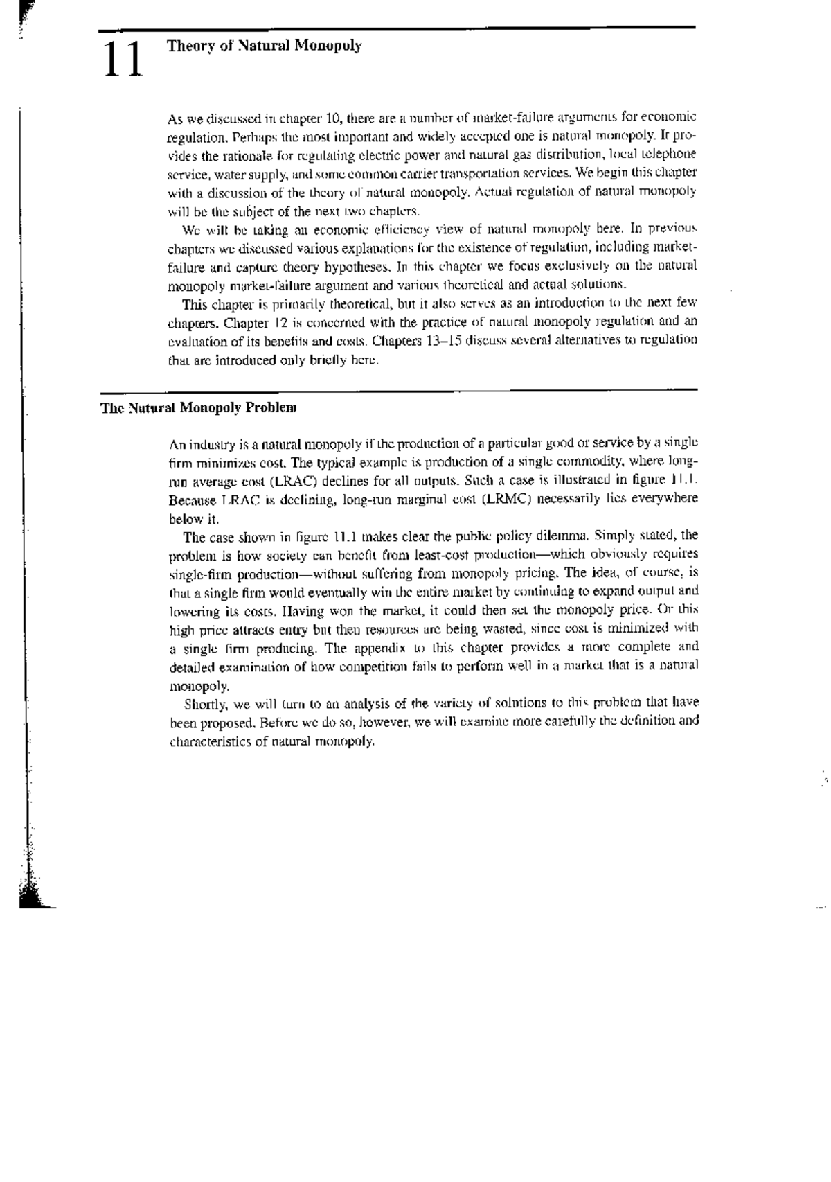 Chapter 11 Viscusi et al. Regulation - 11 Theory of Natural Monopoly As ...