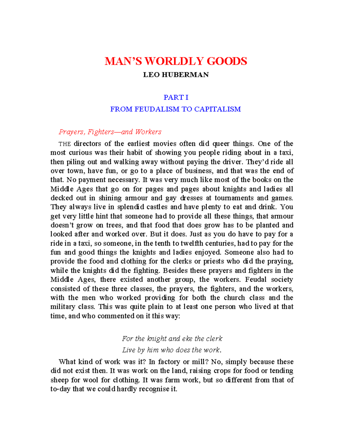 Leo Huberman - Man's Worldly Goods - The Story of The Wealth of Nations ...