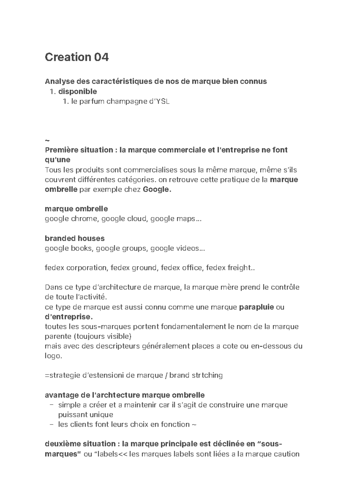 Creation 04 - 1. 1. Creation 04 Analyse des caractéristiques de nos de marque bien connus ...
