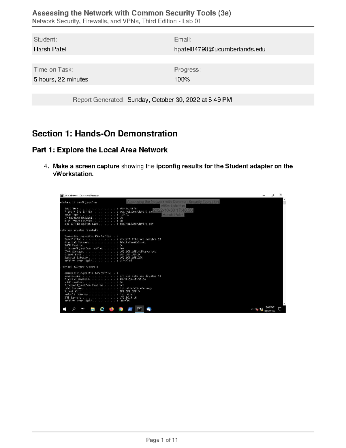 Lab 1 Assessing the Network with Common Security Tools 3e - Harsh Patel ...