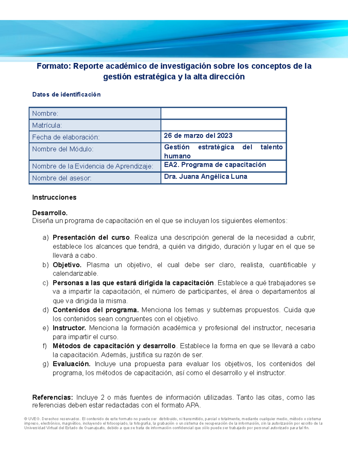 EA2 Programa de capacitación - Formato: Reporte académico de investigación sobre los conceptos ...