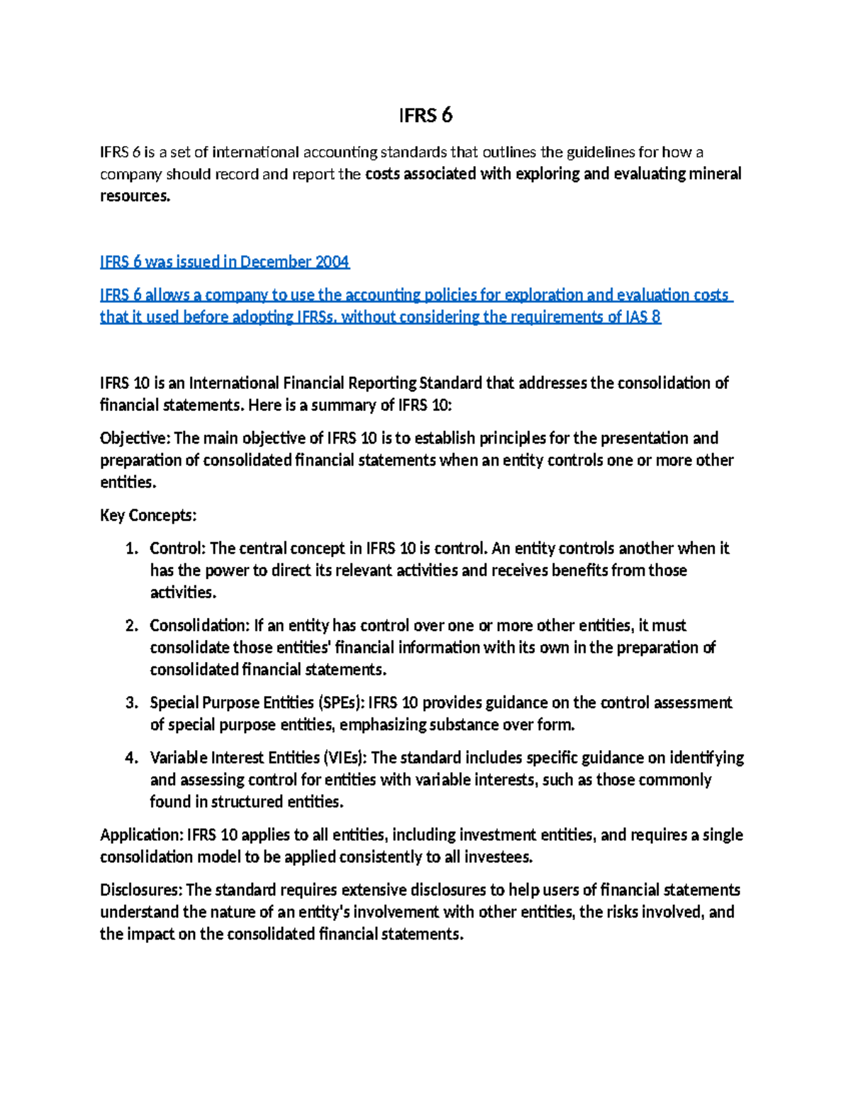 IFRS 6 - class note of the university - IFRS 6 IFRS 6 is a set of ...