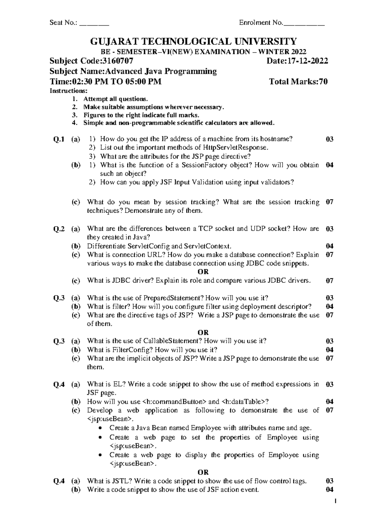W22 AJP - Imp - 1 Seat No.: ________ Enrolment No.___________ GUJARAT ...