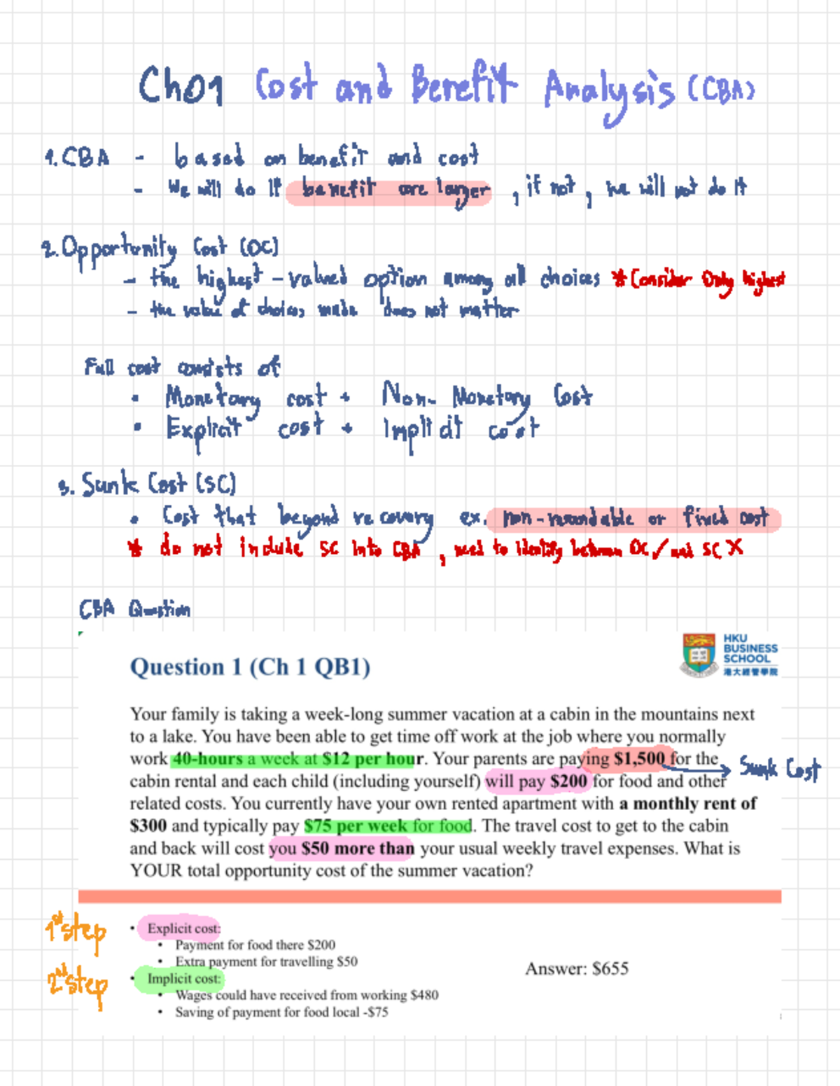 Ch1 Econ1210 Note - Ch1 - ChO1 Cost and Benefil Analysis ( CBA 1 .CBA ...