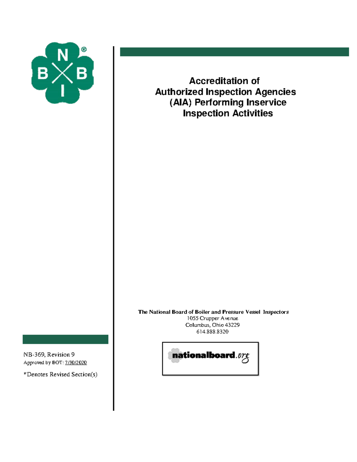 NB-369 - code - Accreditation of Authorized Inspection Agencies (AIA ...
