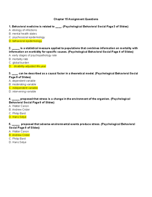 Chapter 12 Assignment Questions - Chapter 12 Assignment Questions Which of the following is not ...