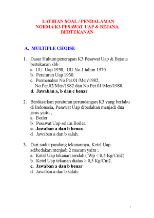 Latihan soal ak3 uap - Ketel uap adalah Suatu Pesawat yg dibangun guna ...