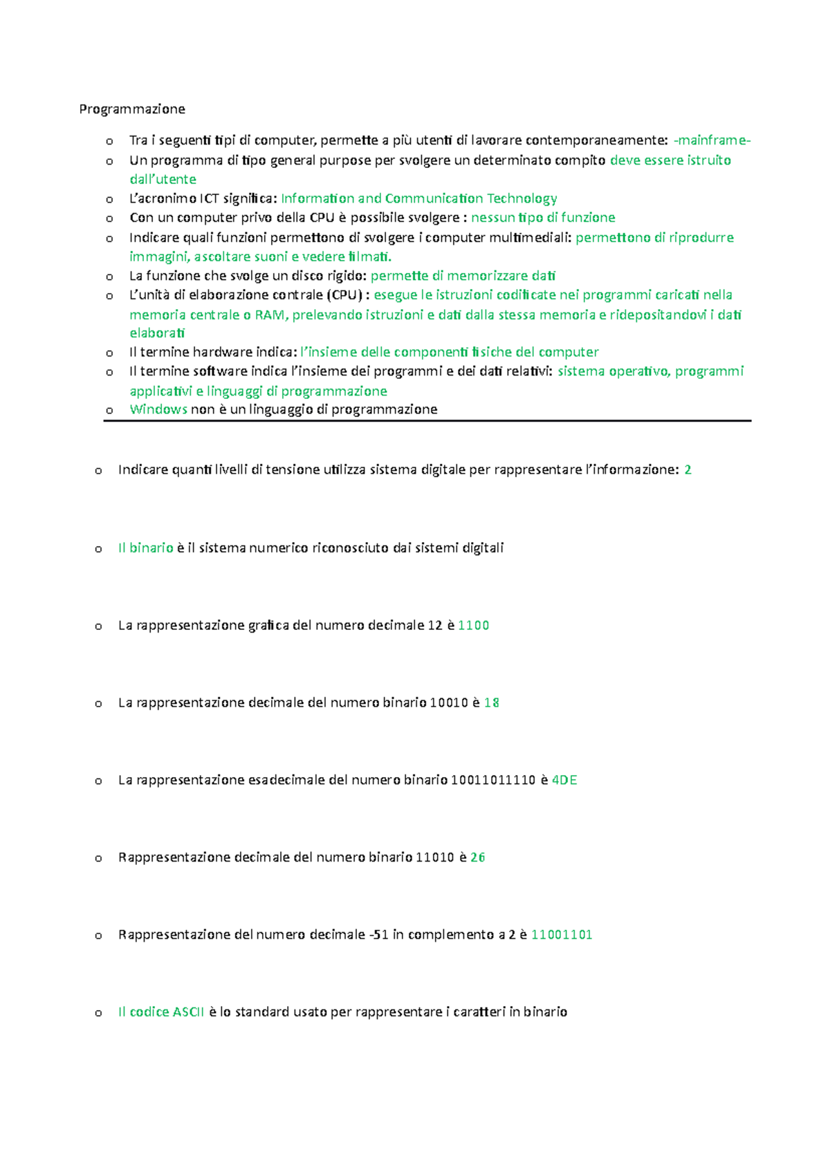 Test di Programmazione - Programmazione o Tra i seguenti tipi di ...