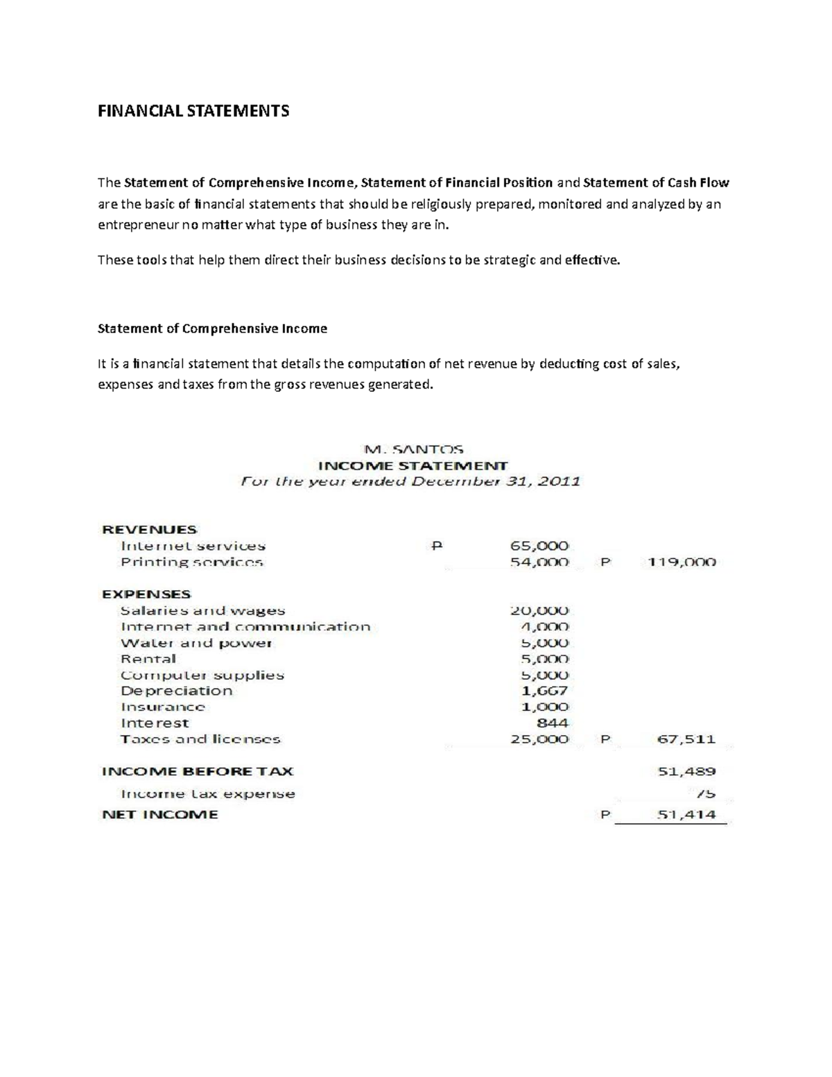 Financial Statements - Lecture notes 1 - FINANCIAL STATEMENTS The ...