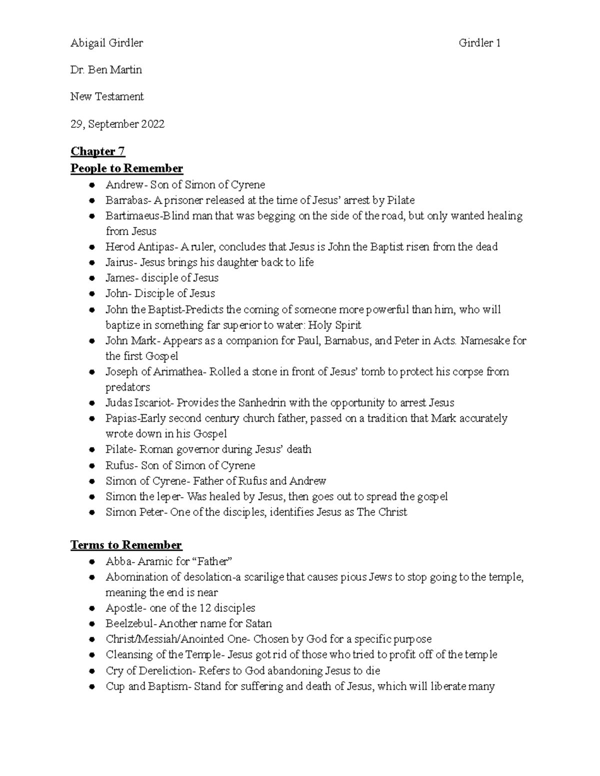 New Testament Module #3 - Abigail Girdler Girdler 1 Dr. Ben Martin New ...