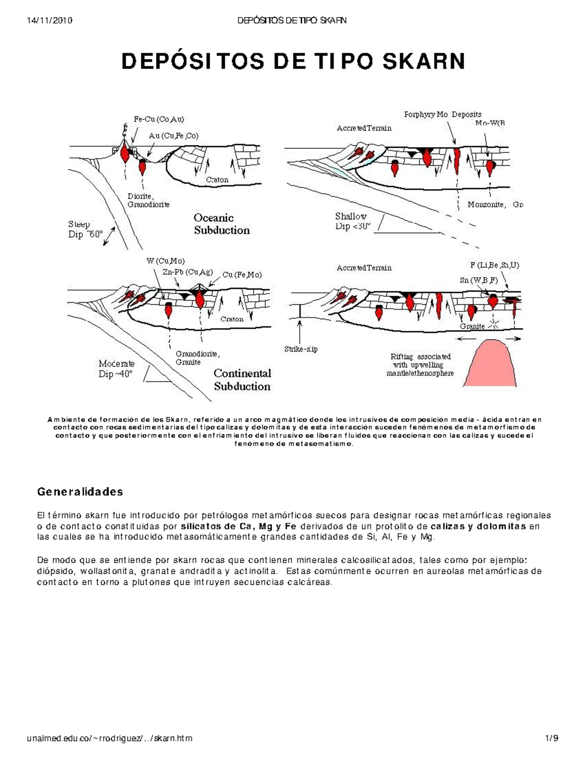Depositos DE TIPO Skarn - DEPÓSITOS DE TIPO SKARN A mbiente de ...