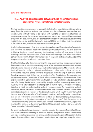 Law and literature 2 - Divergences between legal and literary imaginary ...