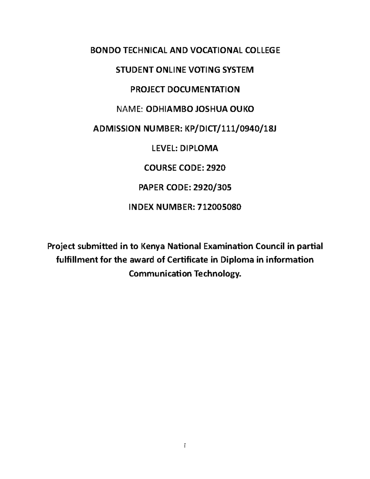 Student online voting - BONDO TECHNICAL AND VOCATIONAL COLLEGE STUDENT ...