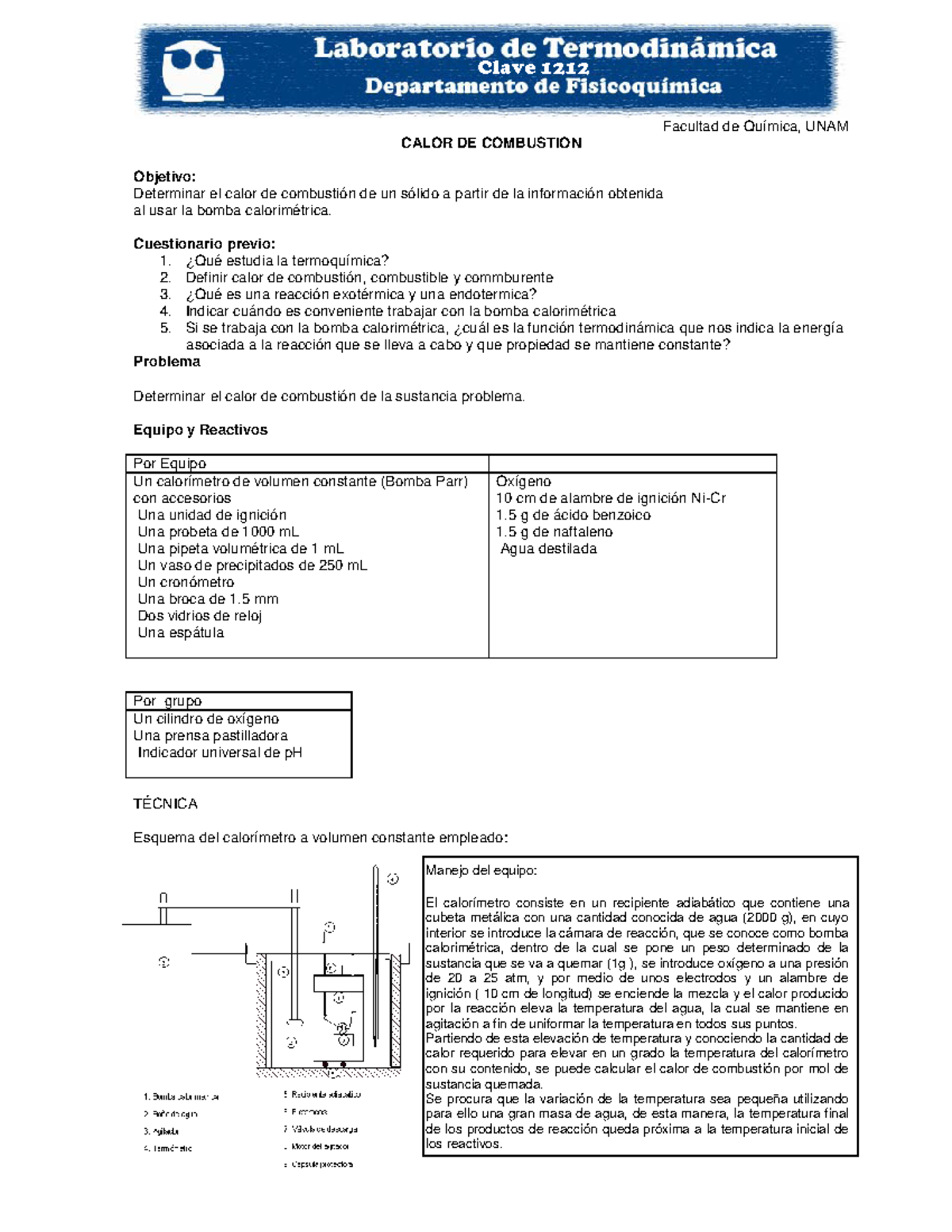 Calor 1 - practica termodinamica - Facultad de Química, UNAM CALOR DE ...