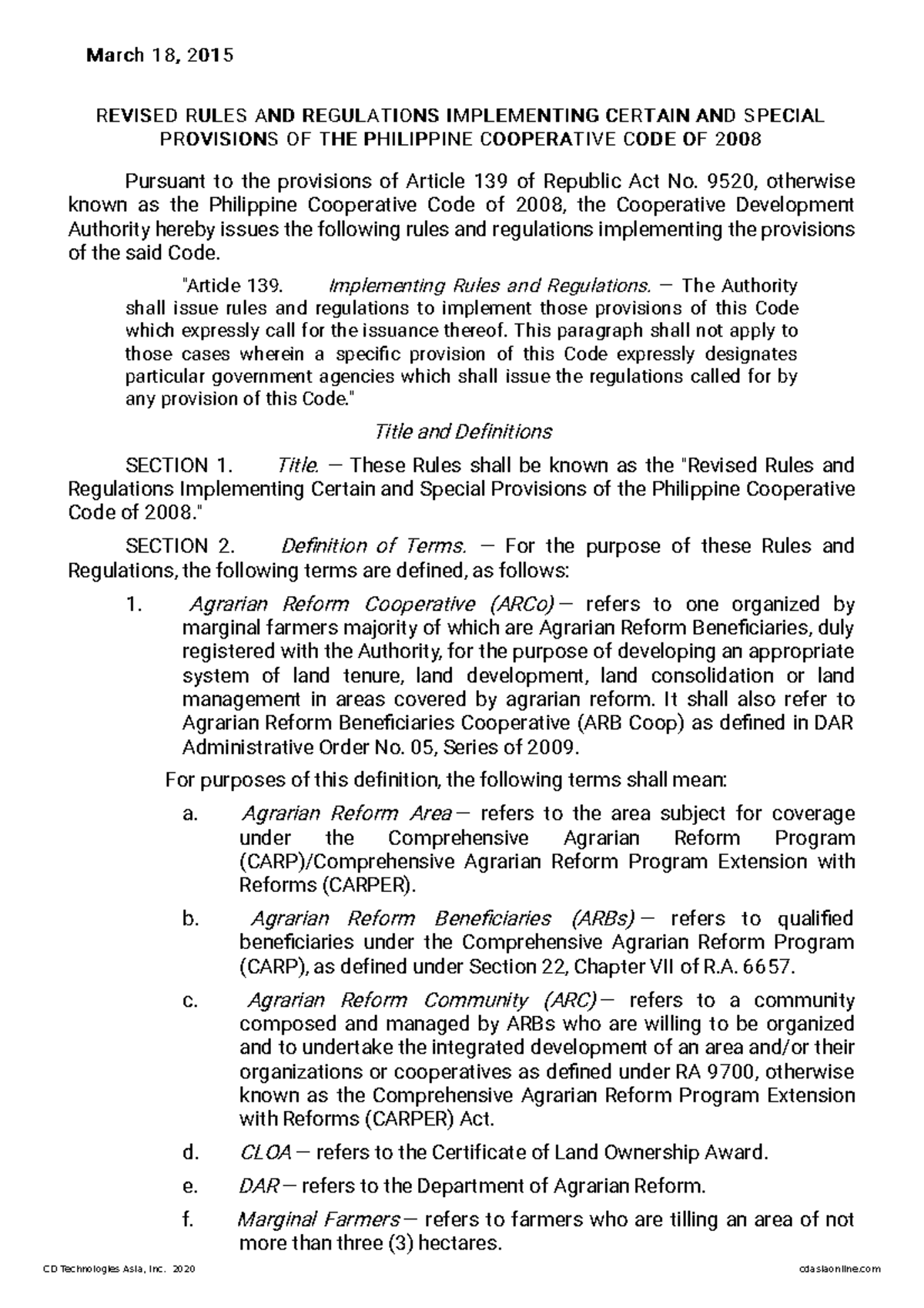 2015 Revised Rules And Regulations Implementing March 18 2015March