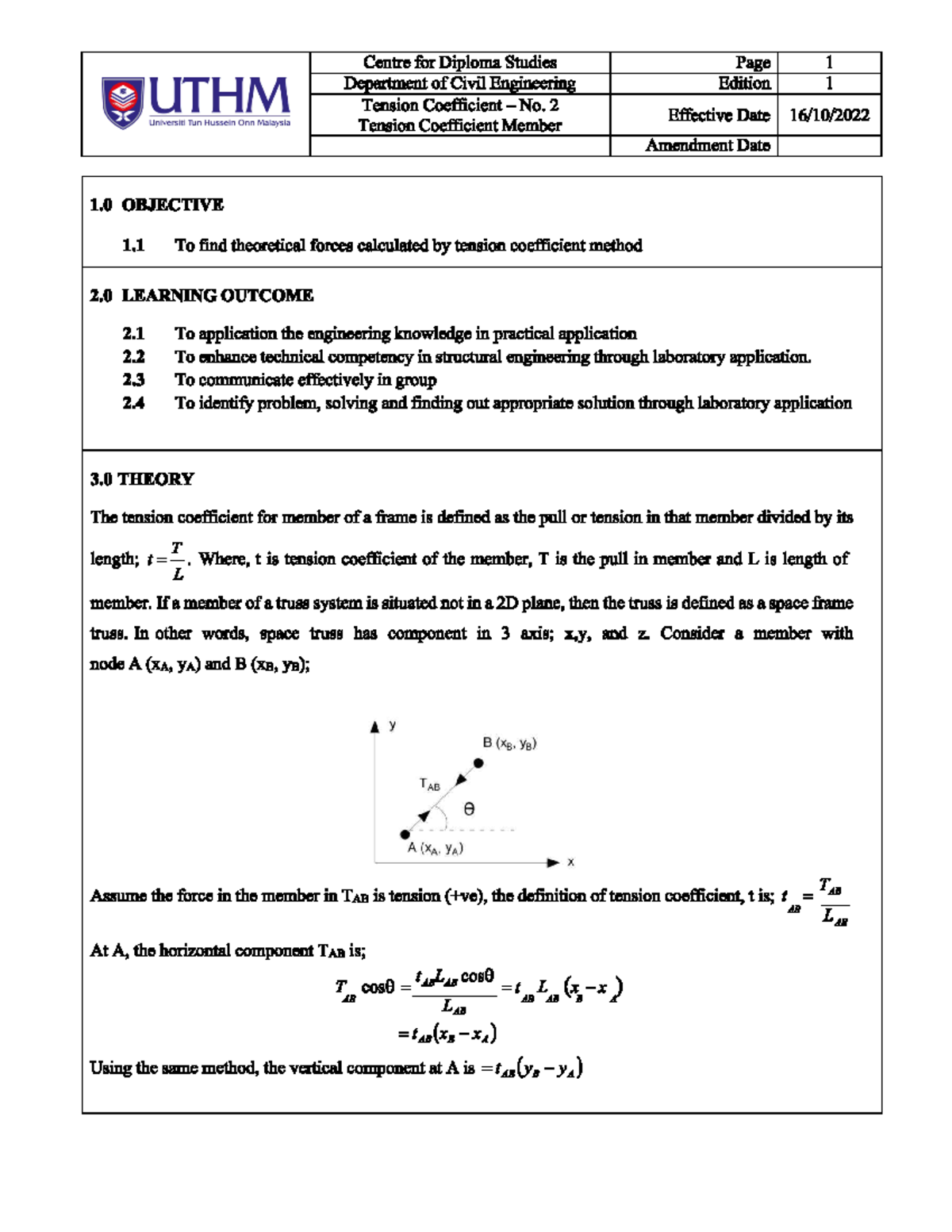 Tension 2 lab report - Statically Indeterminate Truss - Civil engineering - Studocu
