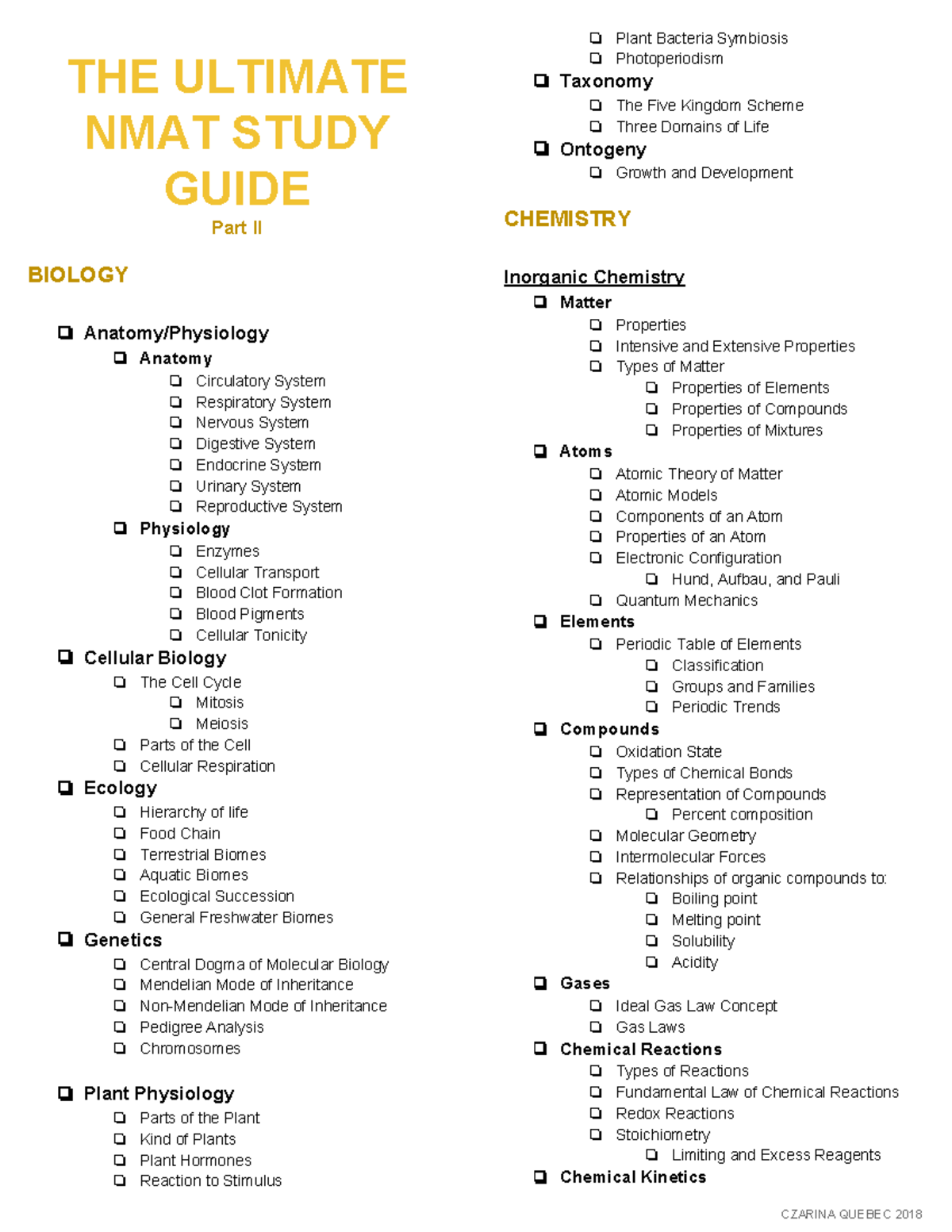 THE Ultimate NMAT Study Checklist BY Czarina - THE ULTIMATE NMAT STUDY ...