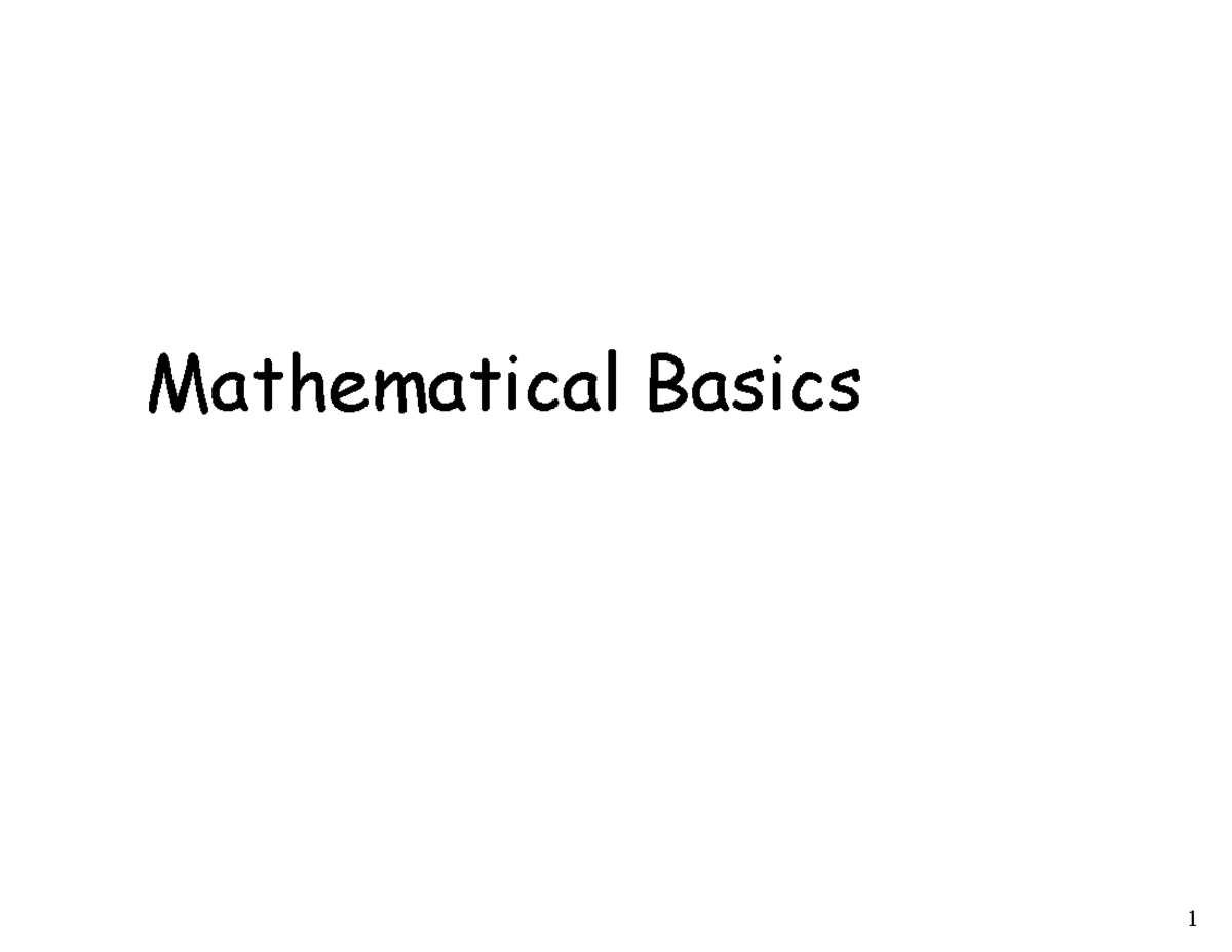 Class 1 - nfa dfa - Mathematical Basics Mathematical Basics Sets ...