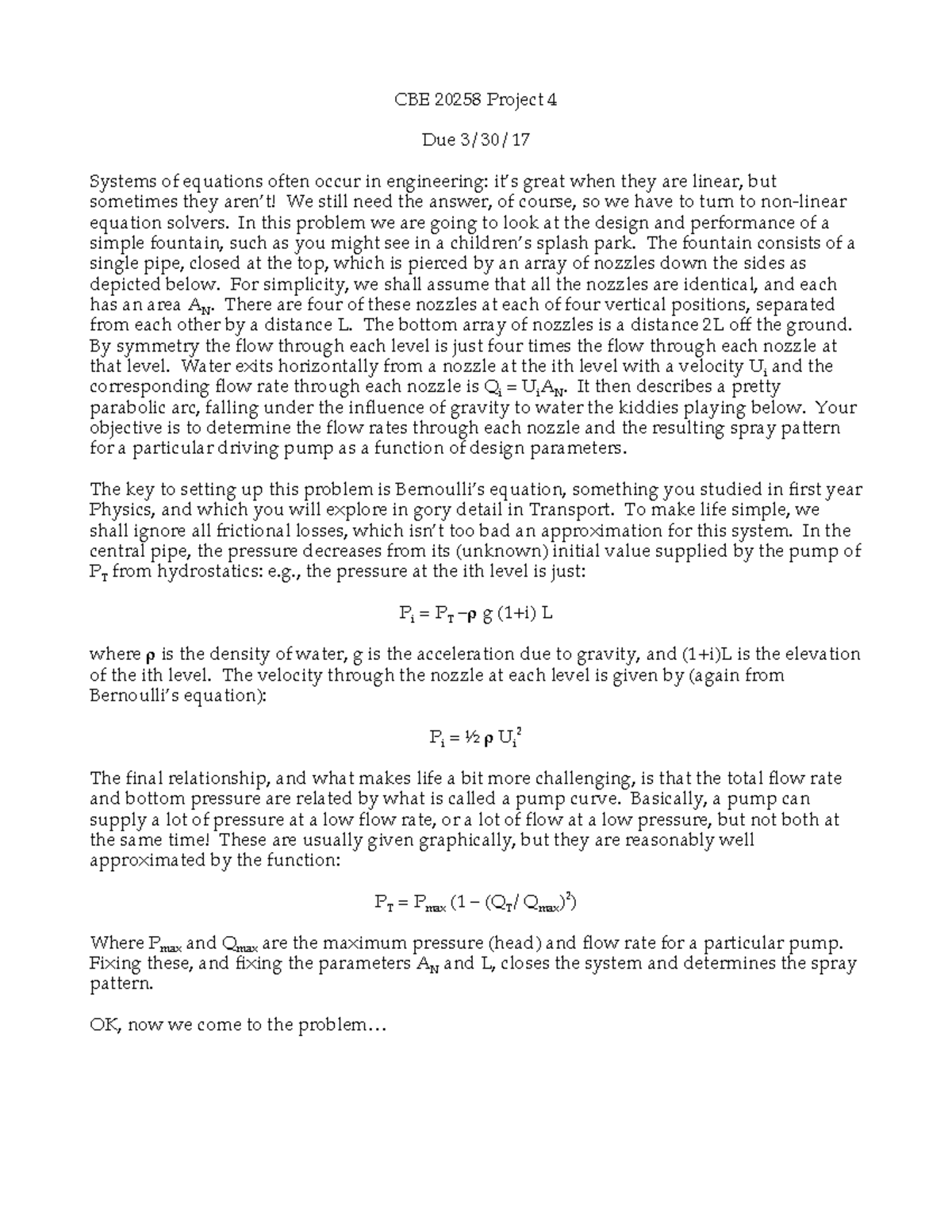 Project 4 - Mar 30, 2017 - CBE 20258 Project 4 Due 3/30/17 Systems of ...