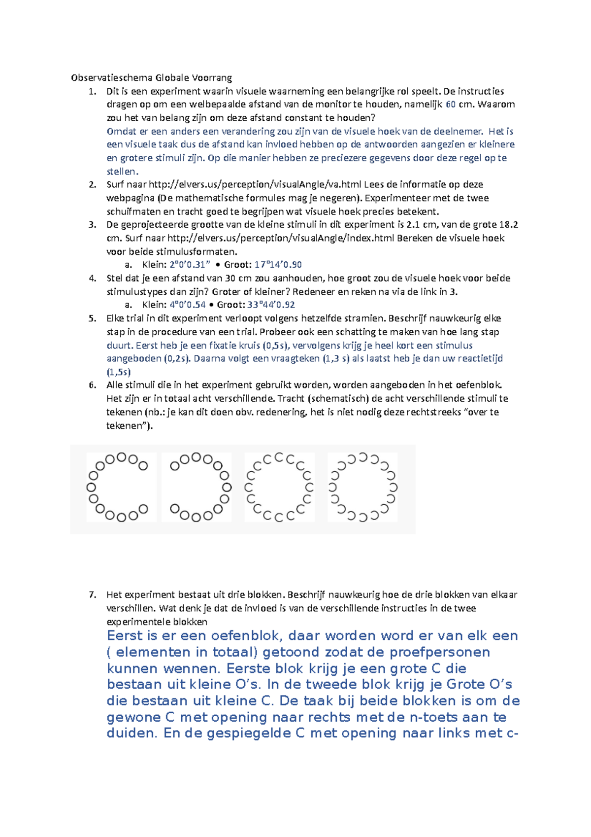Observatie schemas - oberservatie taak werkcollege - Cognitieve ...