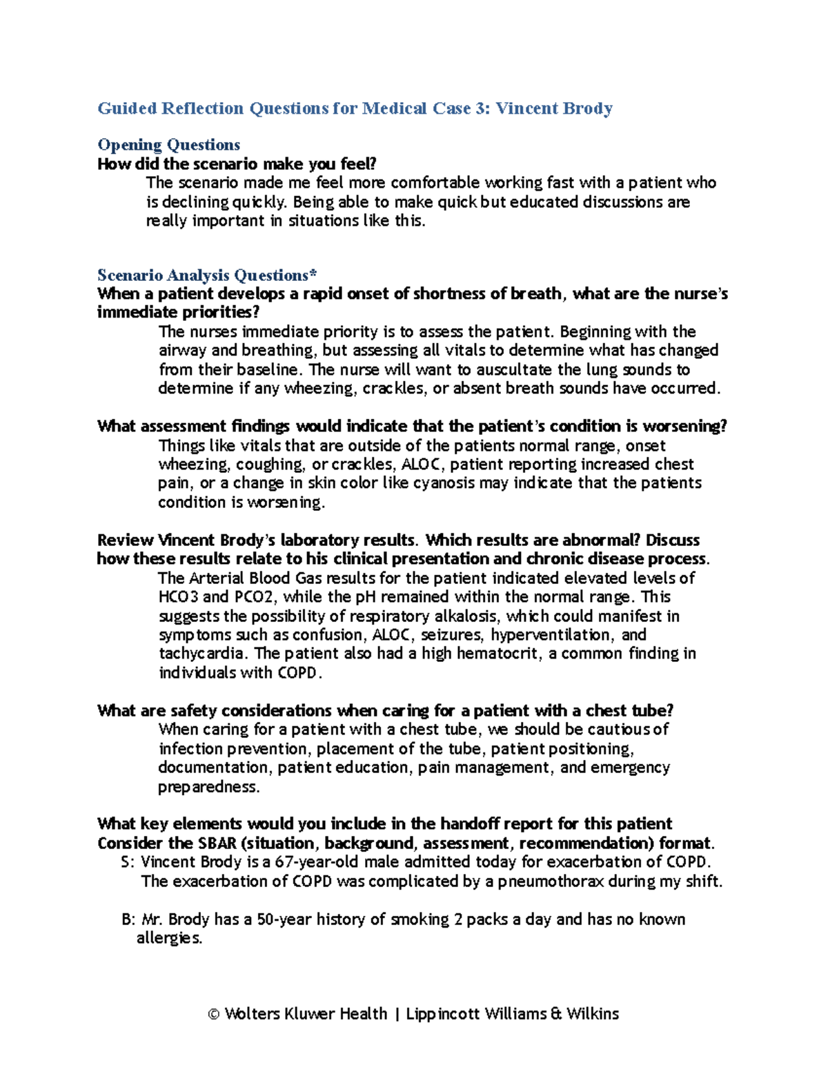 Vsim Guided Questions Vincent Brody - Guided Reflection Questions for Medical Case 3: Vincent ...