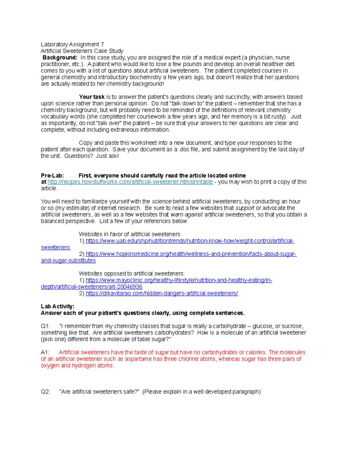 Bio Chem Lab 7 - Biochemistry with Betsy Bainer - Laboratory Assignment ...