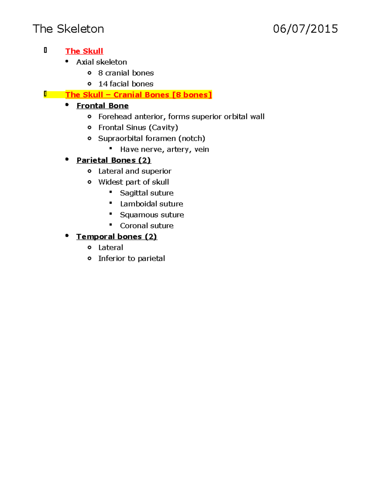 The Skeleton - Studocu