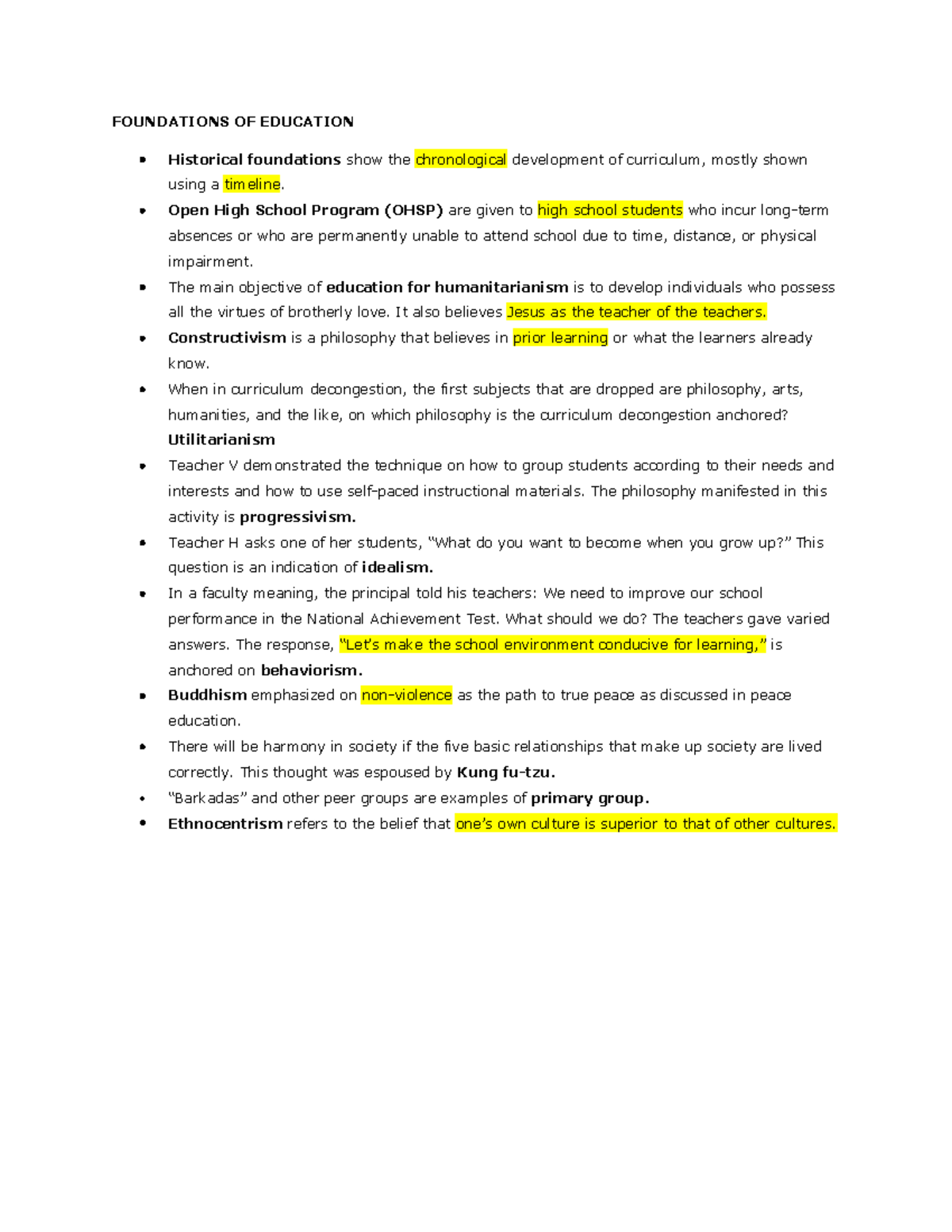 (3) Foundations OF Education - FOUNDATIONS OF EDUCATION Historical ...