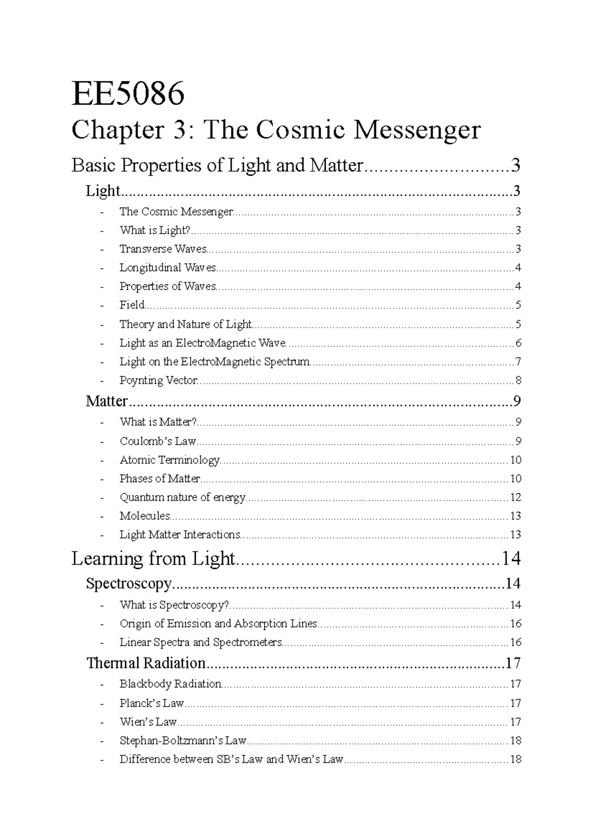 EE5086 Chapter 3 (The Cosmic Messenger) - Chapter 3: The Cosmic ...