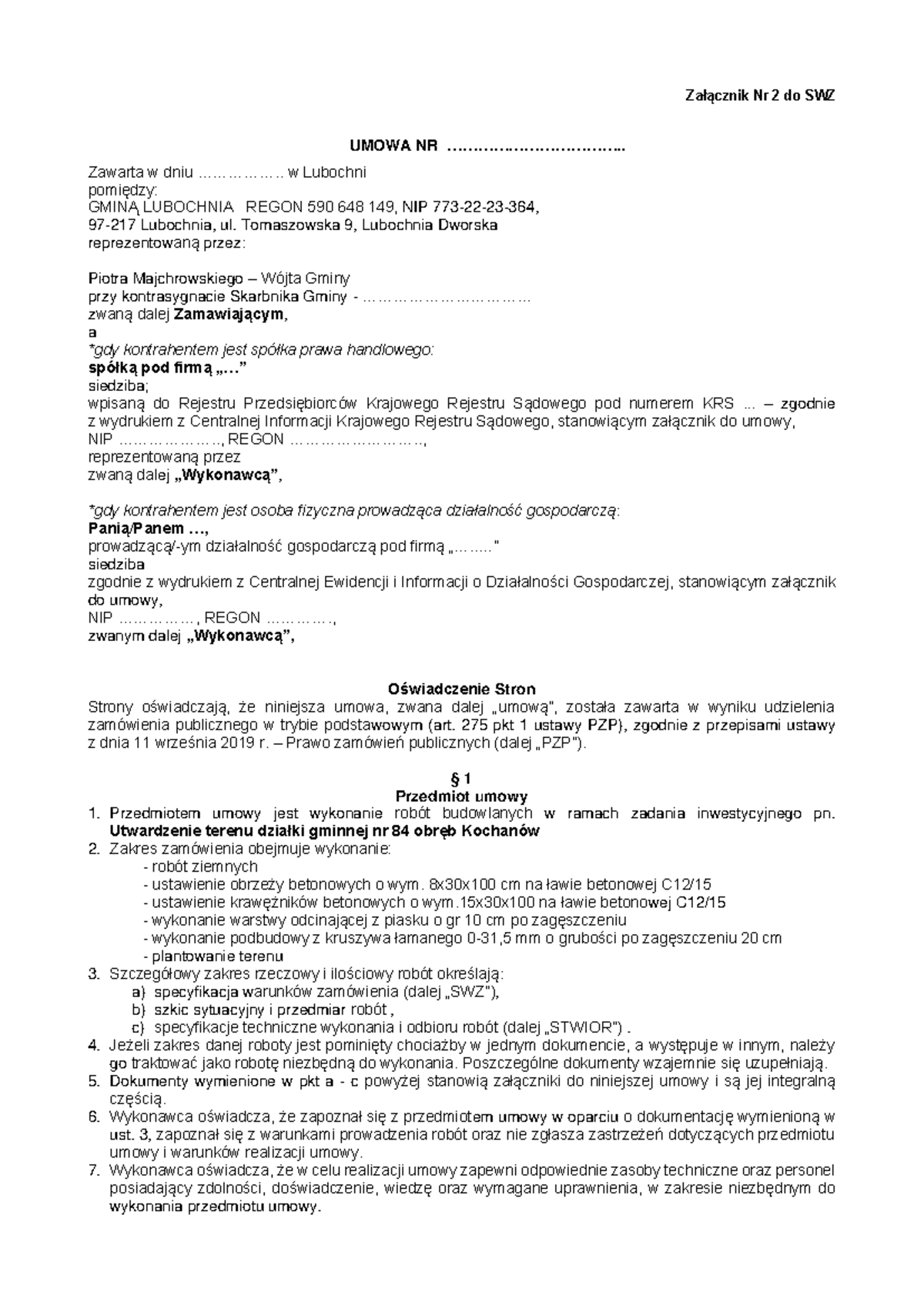 Zal Nr 2 - wzor umowy - Sprawdź - Załącznik Nr 2 do SWZ UMOWA NR ...