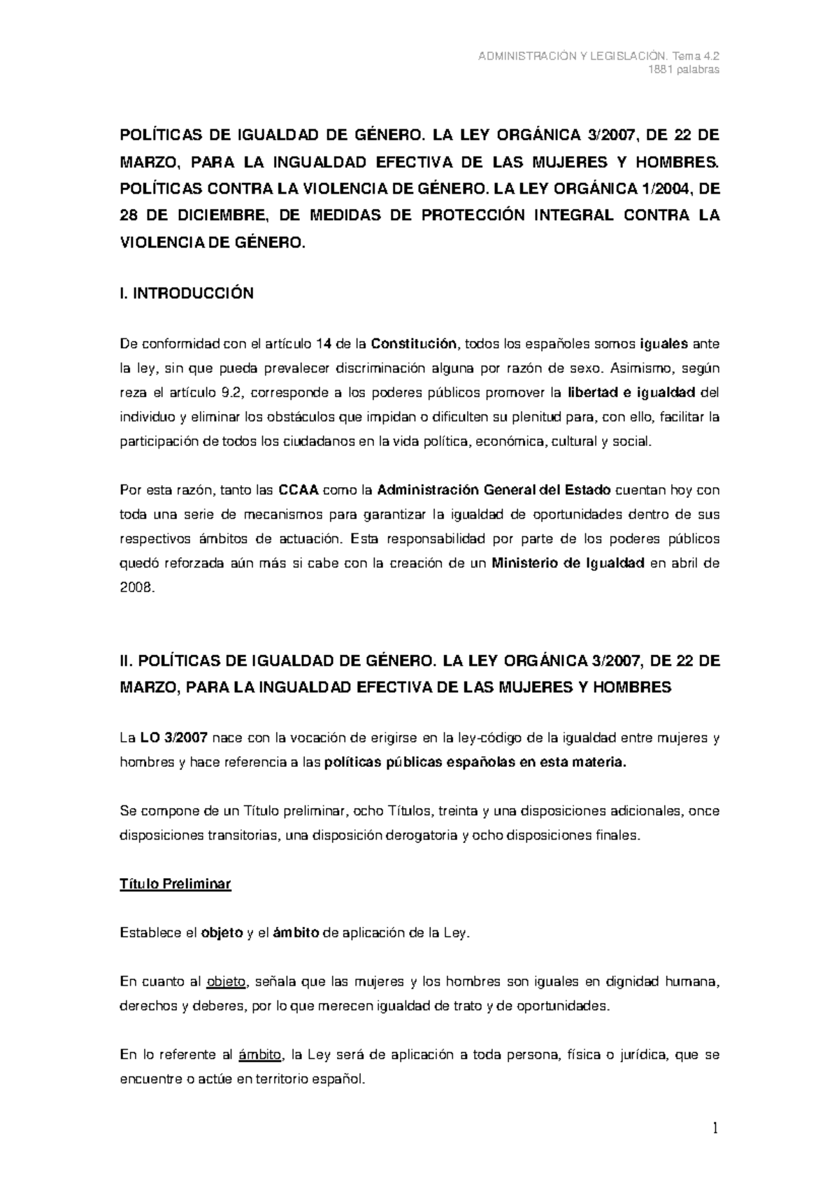 02Politicas-igualdad-genero - 1881 palabras POLÍTICAS DE IGUALDAD DE ...