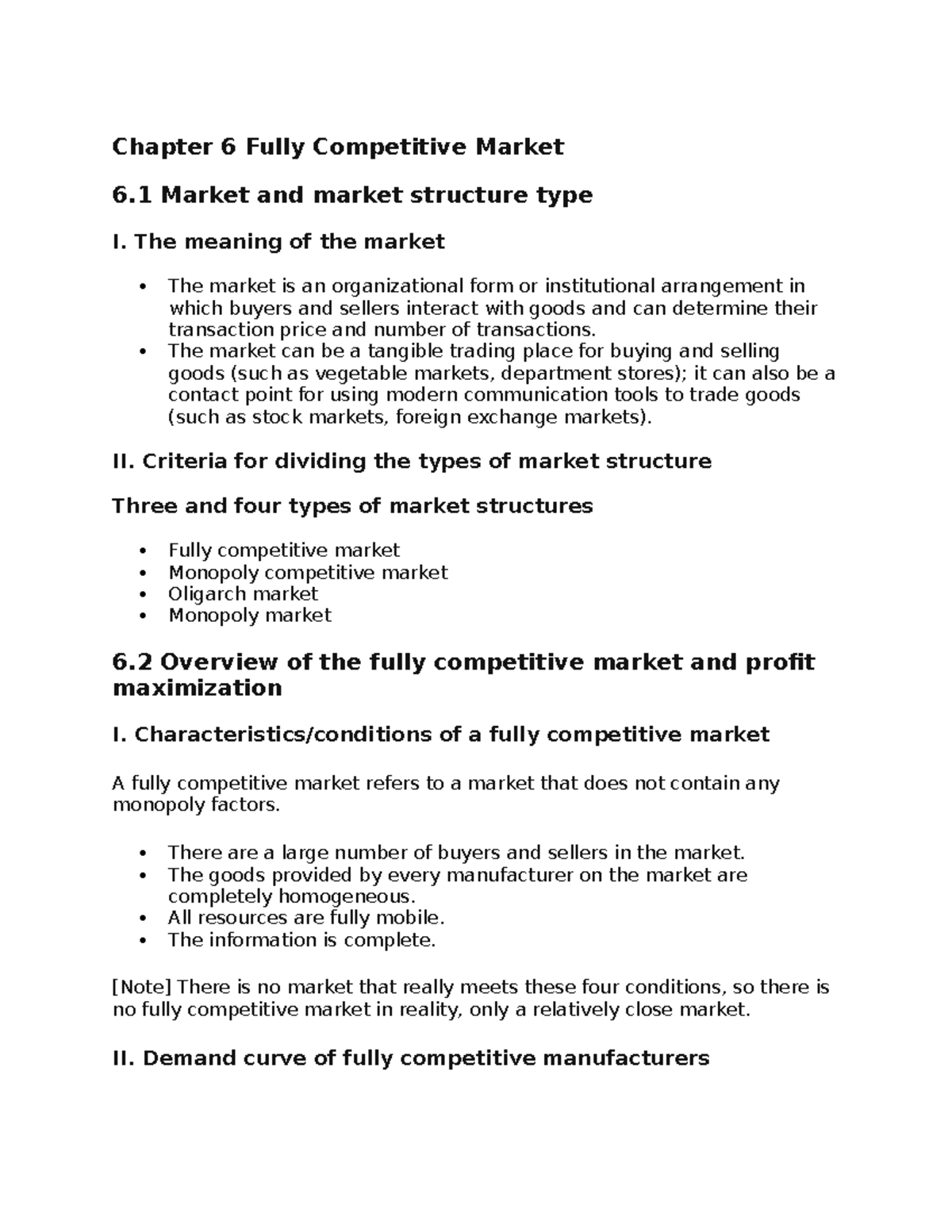 Chapter 6 Fully Competitive Market - Chapter 6 Fully Competitive Market ...