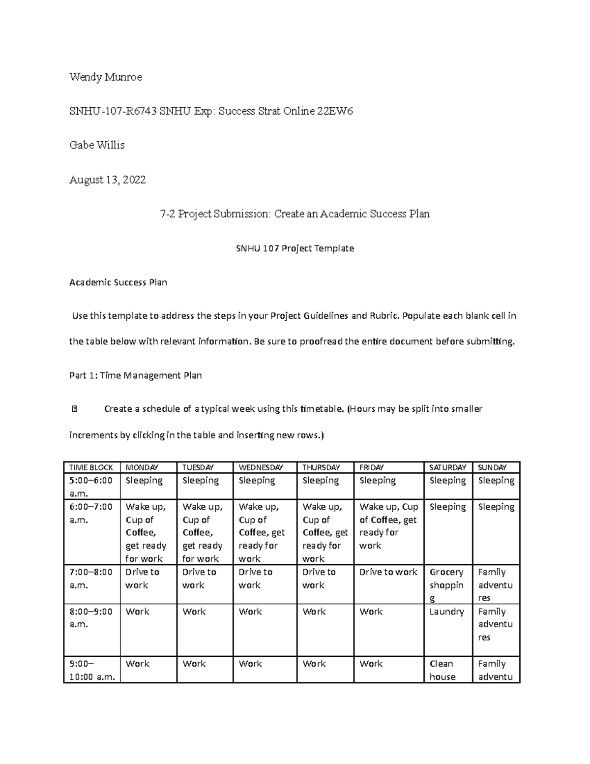 7-2 Project Submission Create an Academic Success Plan - Populate each ...
